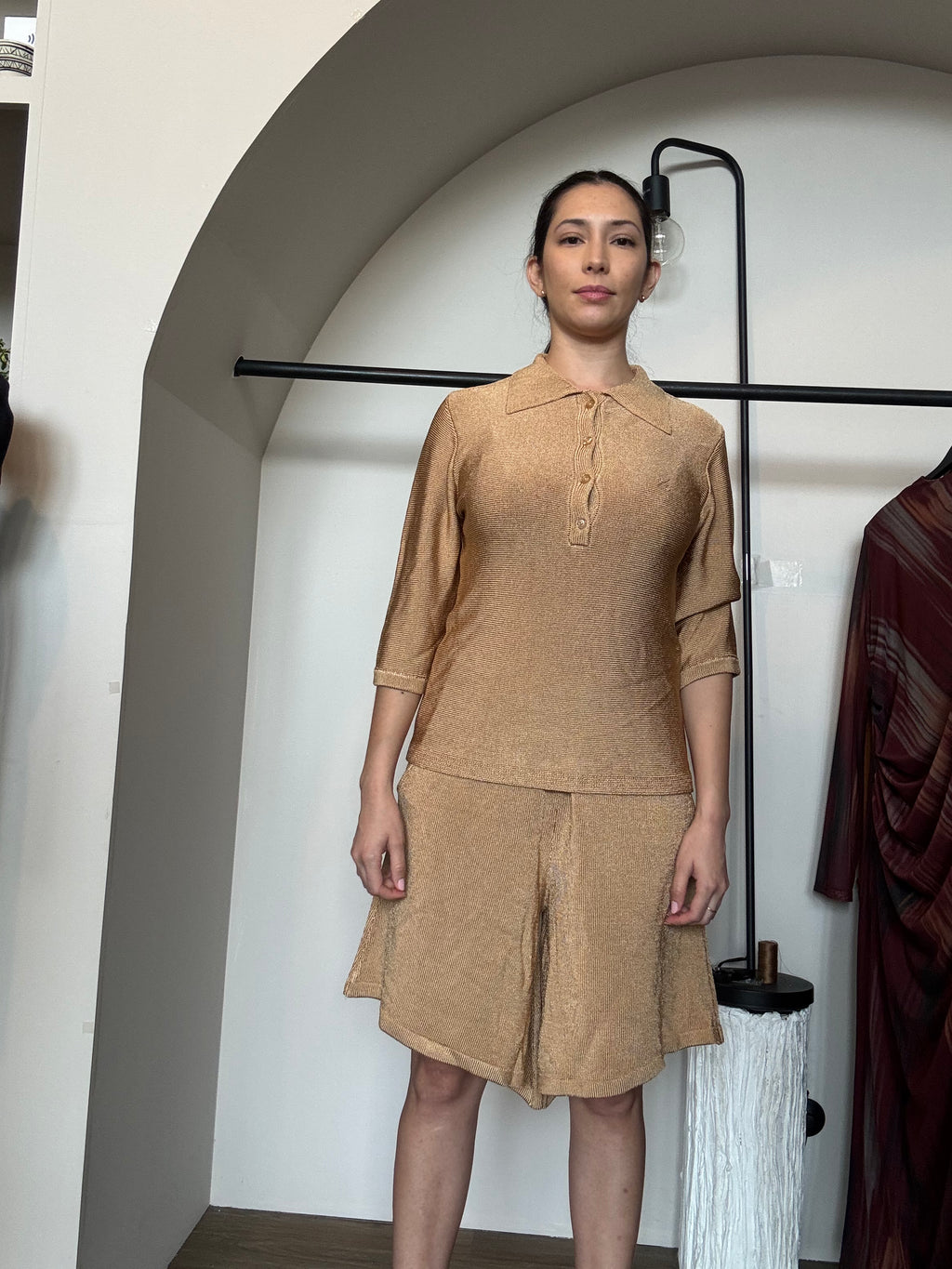 Beach Knit Polo Shirt - Beige – Undra Celeste New York