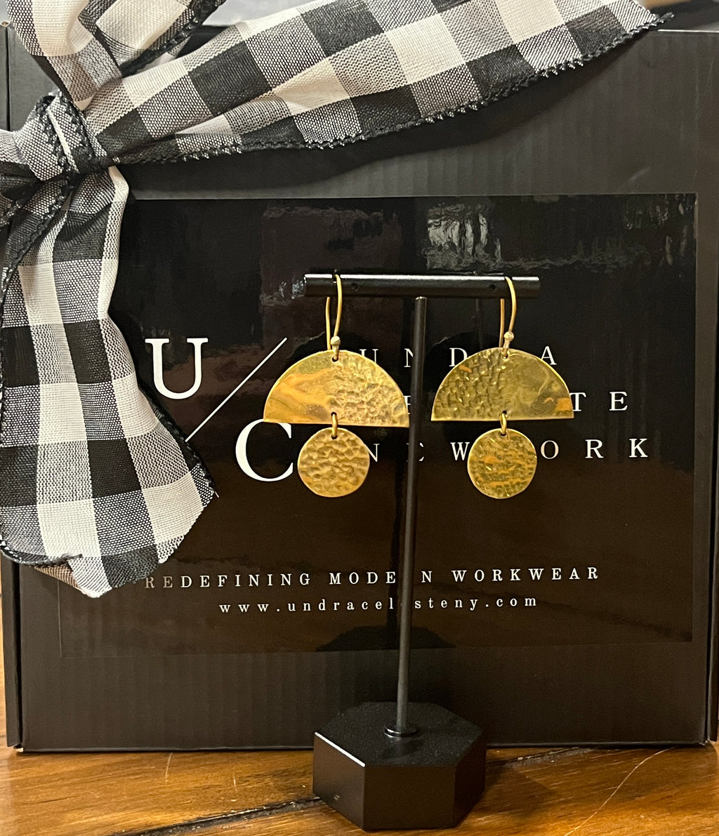 Double Texture Halfmoon with Diamond Plate Earrings – Undra Celeste New ...