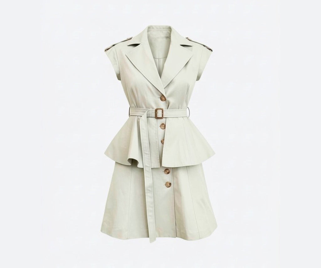 Trench Mini Flare Dress - Stone – Undra Celeste New York